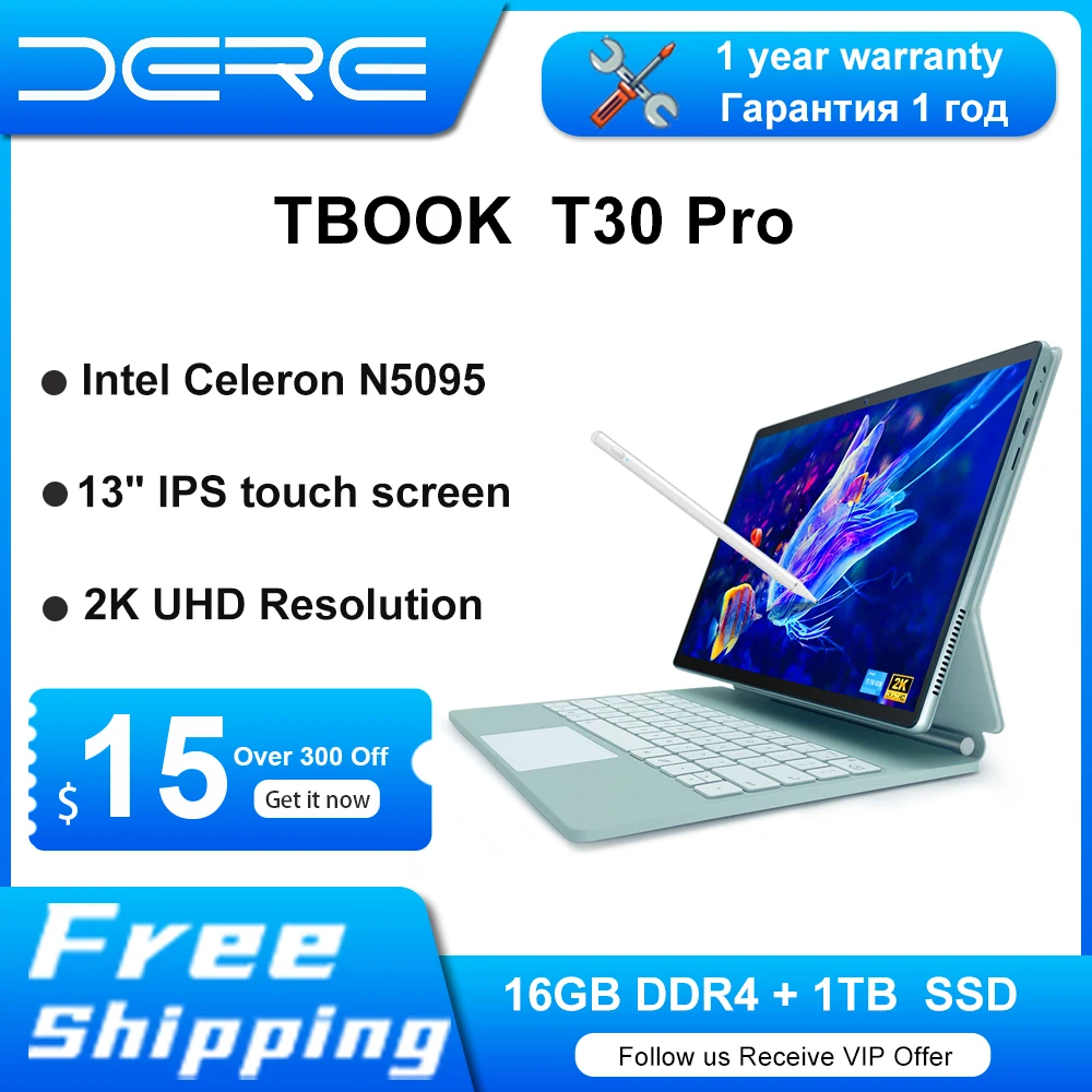 Dere Laptops T30 Pro, 13-Zoll-2k-IPS-Touchscreen, 16GB RAM 1TB SSD, Büro-Lern computer, Ultra ...