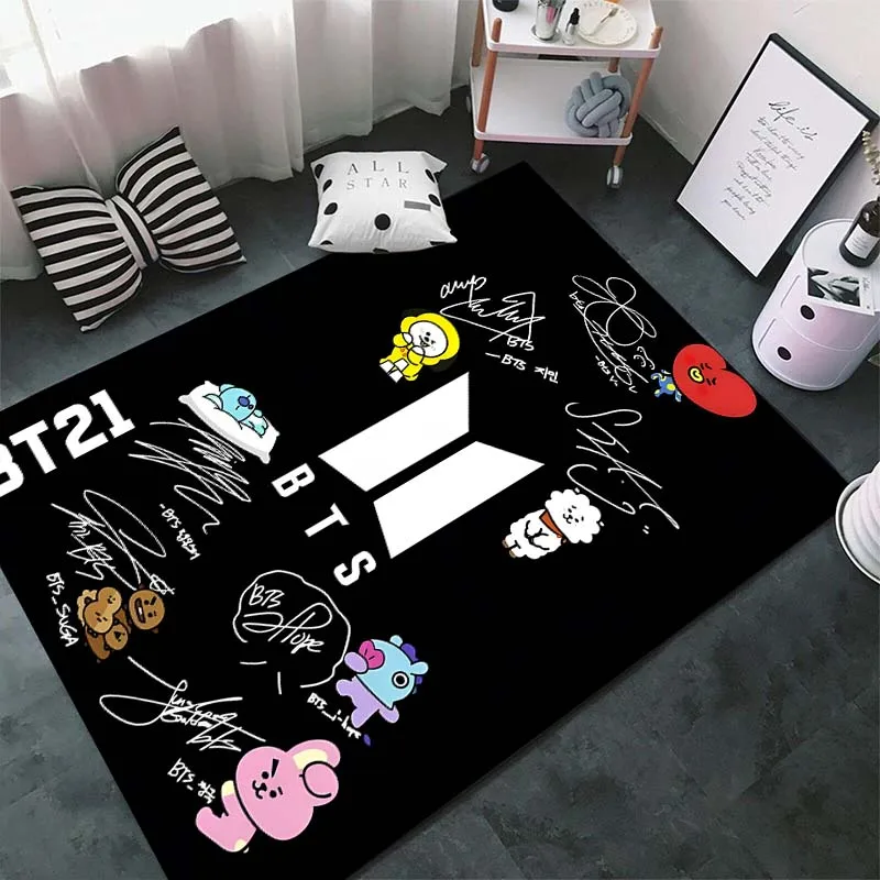 Coreano-BTS-BT21-Pattern-Tapete-Tapete-Sala-Mat-Banheiro-Capacho ...