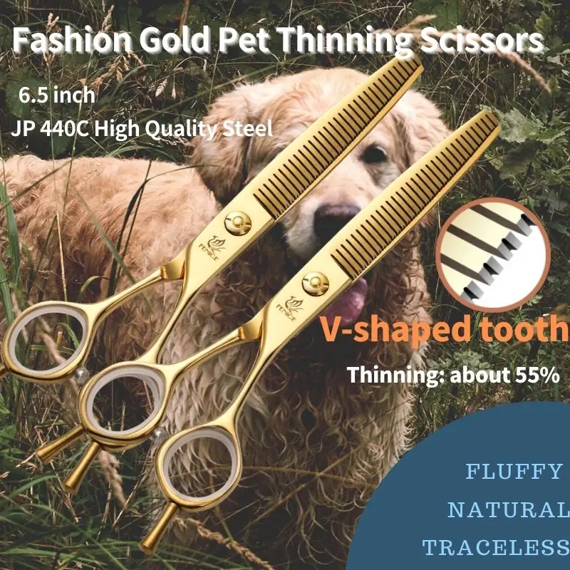 Fenice-6-5inch-Dog-Grooming-Thinning-Scissors-Gold-Pet-Animal-Shears ...