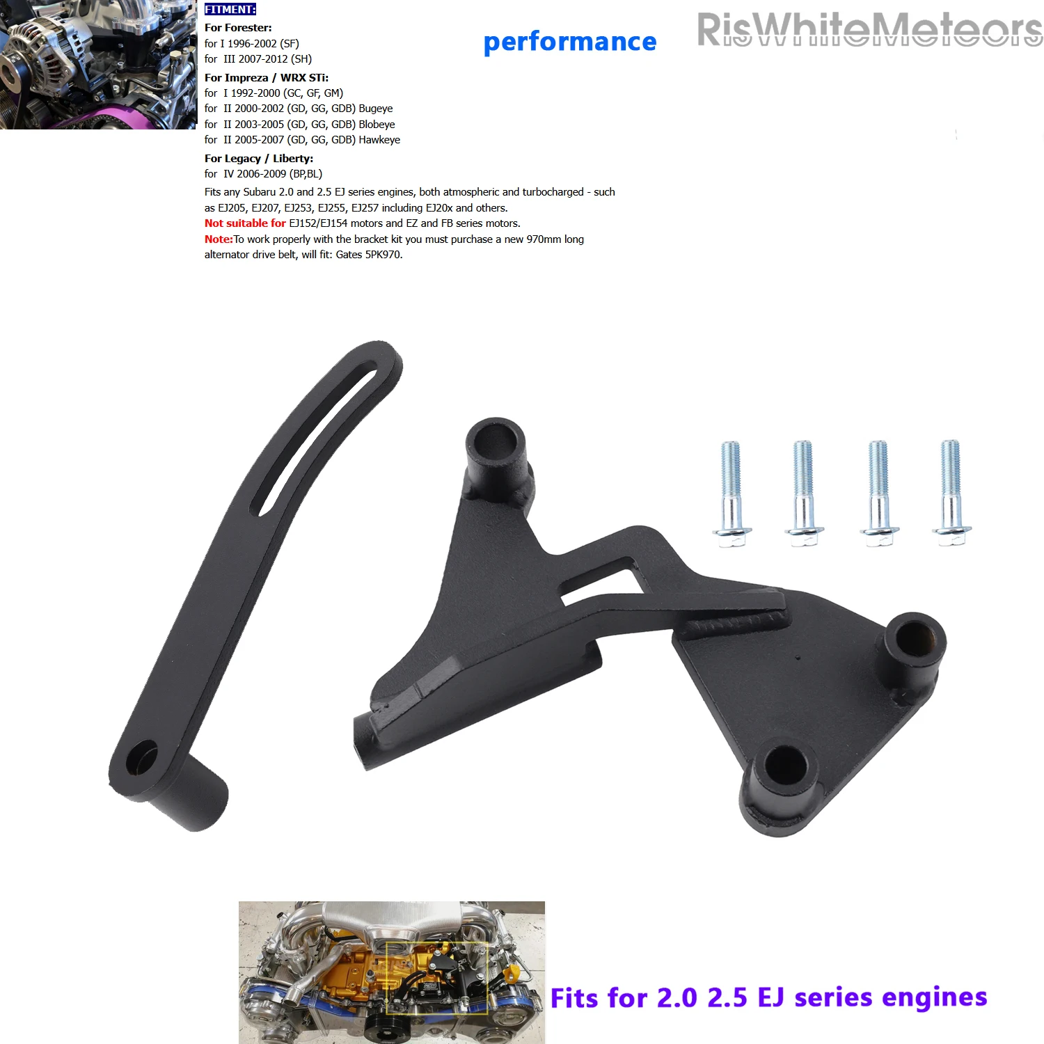 Relocation Alternator Bracket Kit For all EJ Engines for Subaru Impreza ...