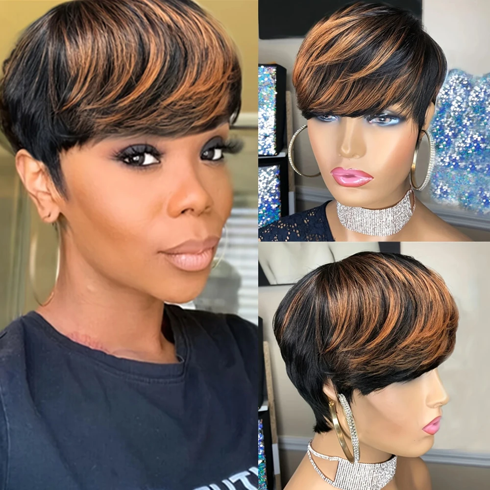 machine-made-pixie-short-straight-human-hair-wig-for-women-pixie-human ...