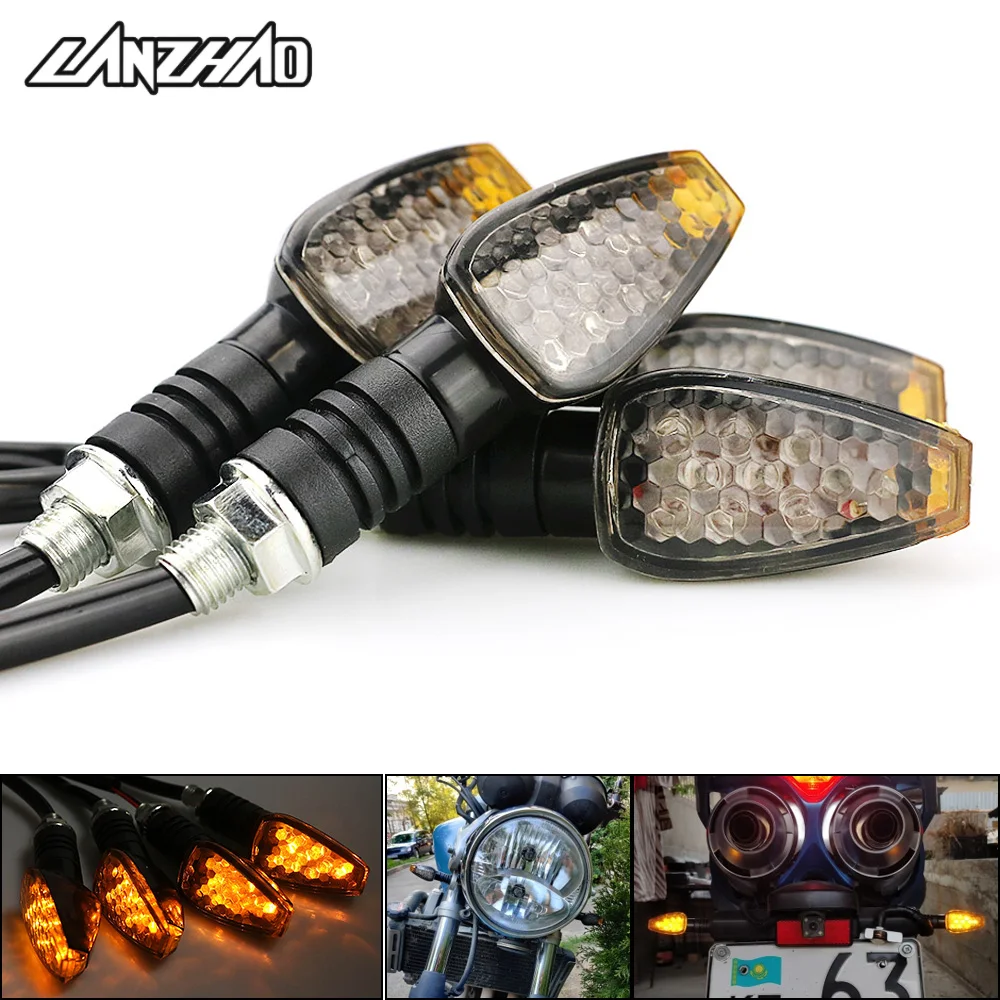 4pcs/set Universal Motorcycle LED Turn Signals Long Short Turn Signal ...