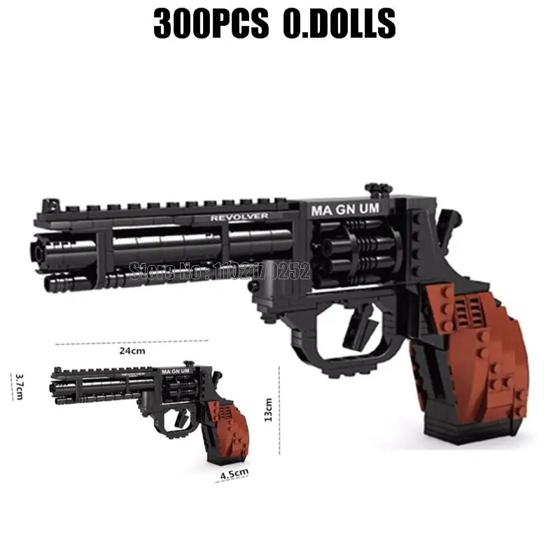 22511 300pcs Military Revolver Pistol Power Gun Army Boy 1:1 Building ...