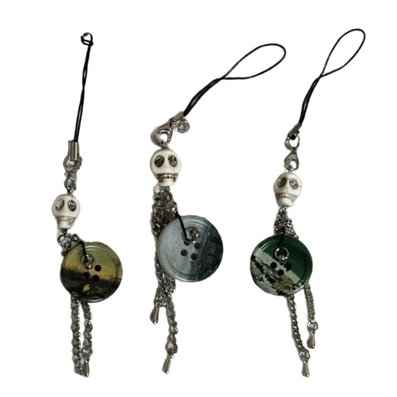 Vintage-Skull-Button-Pendant-Phone-Charm-Hanging-Rope-Y2K-Phone-Chain ...