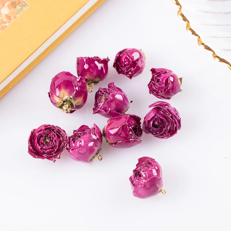 2 PCs Handmade Resin Jewelry Real Flower Charms Petaline Pendants Real ...
