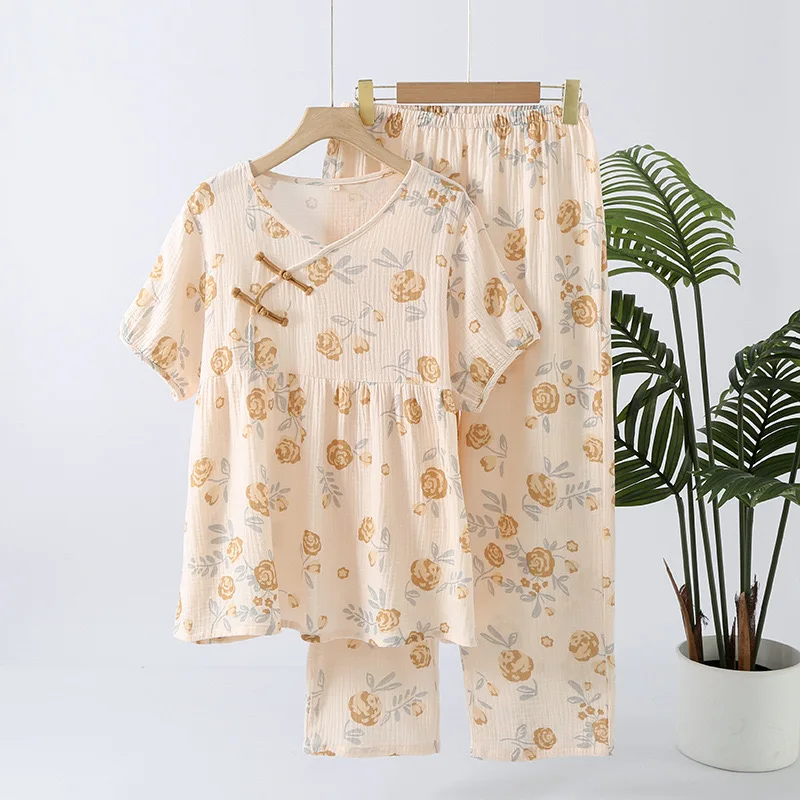 Conjunto-de-pijama-100-de-algod-n-con-crep-para-mujer-ropa-de-casa-de ...