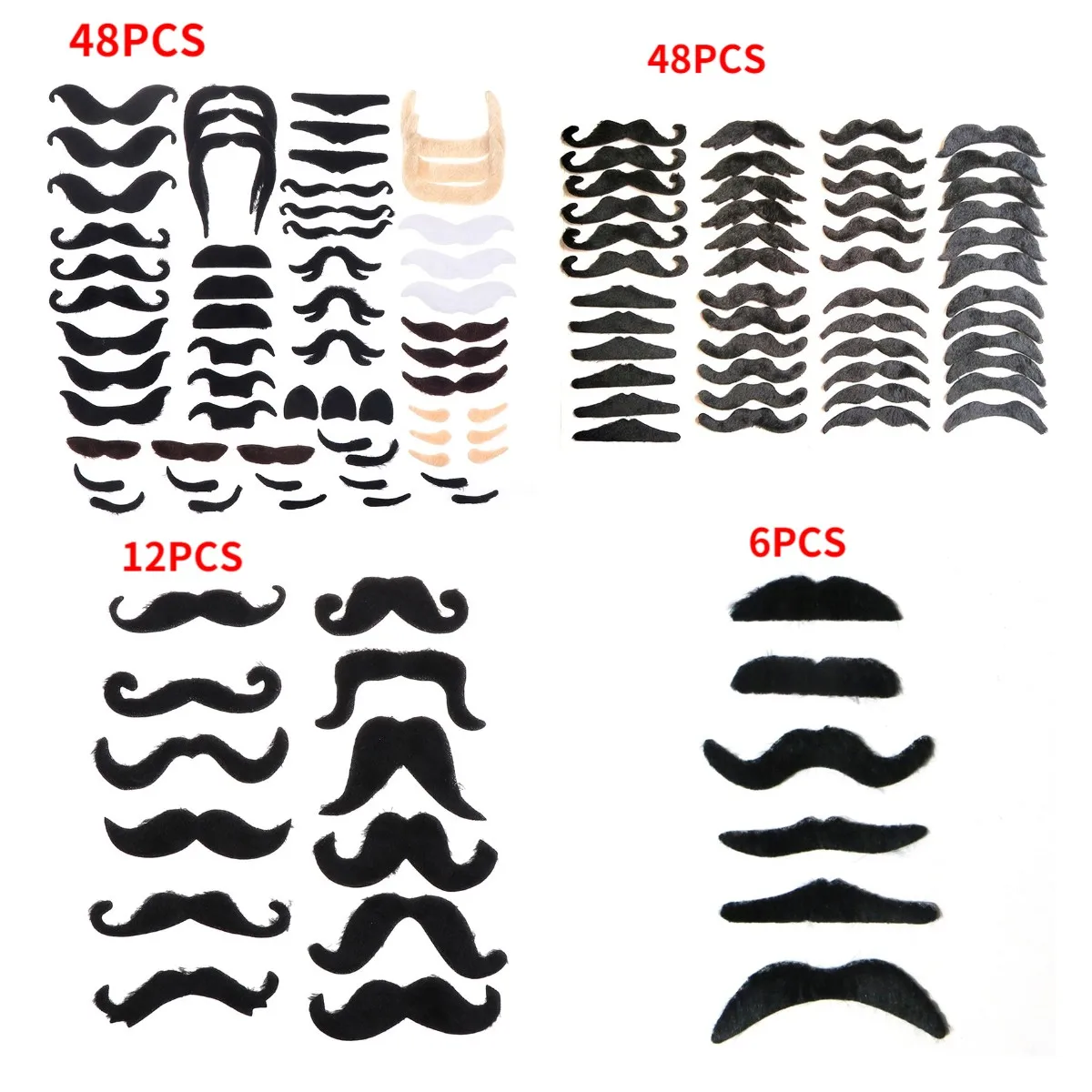 1set Funny Fake Mustache Sticker Pirate Party Decoration Halloween ...