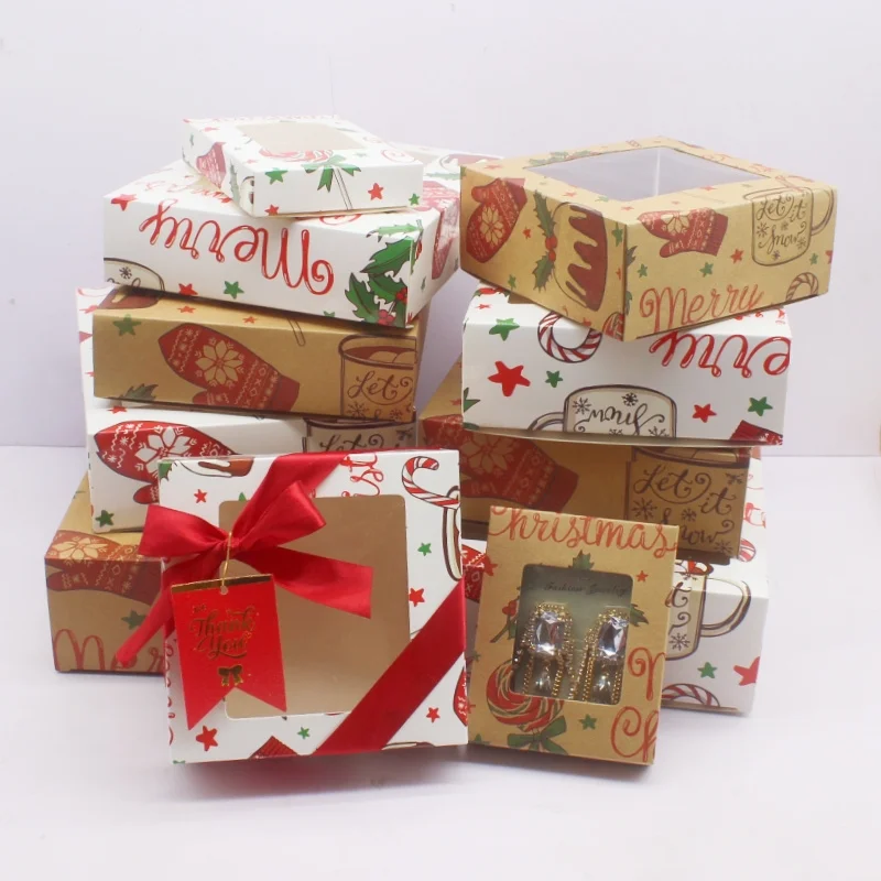 10-pcs-white-kraft-color-printed-multi-size-Christmas-gift-packaging ...