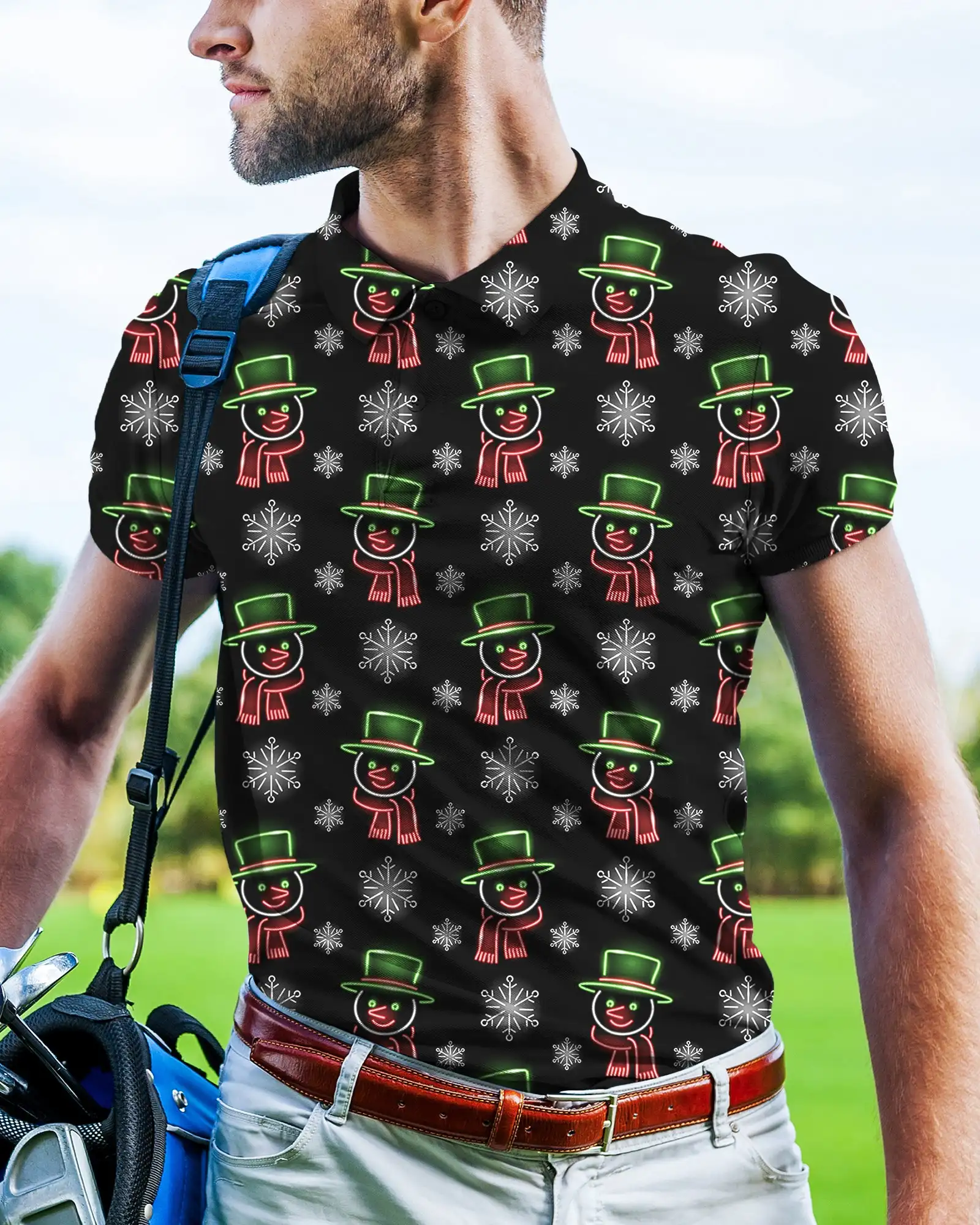 Neon-Snowman-Polo-T-Shirts-Art-Print-Trending-Shirt-Summer-Short-Sleeve ...