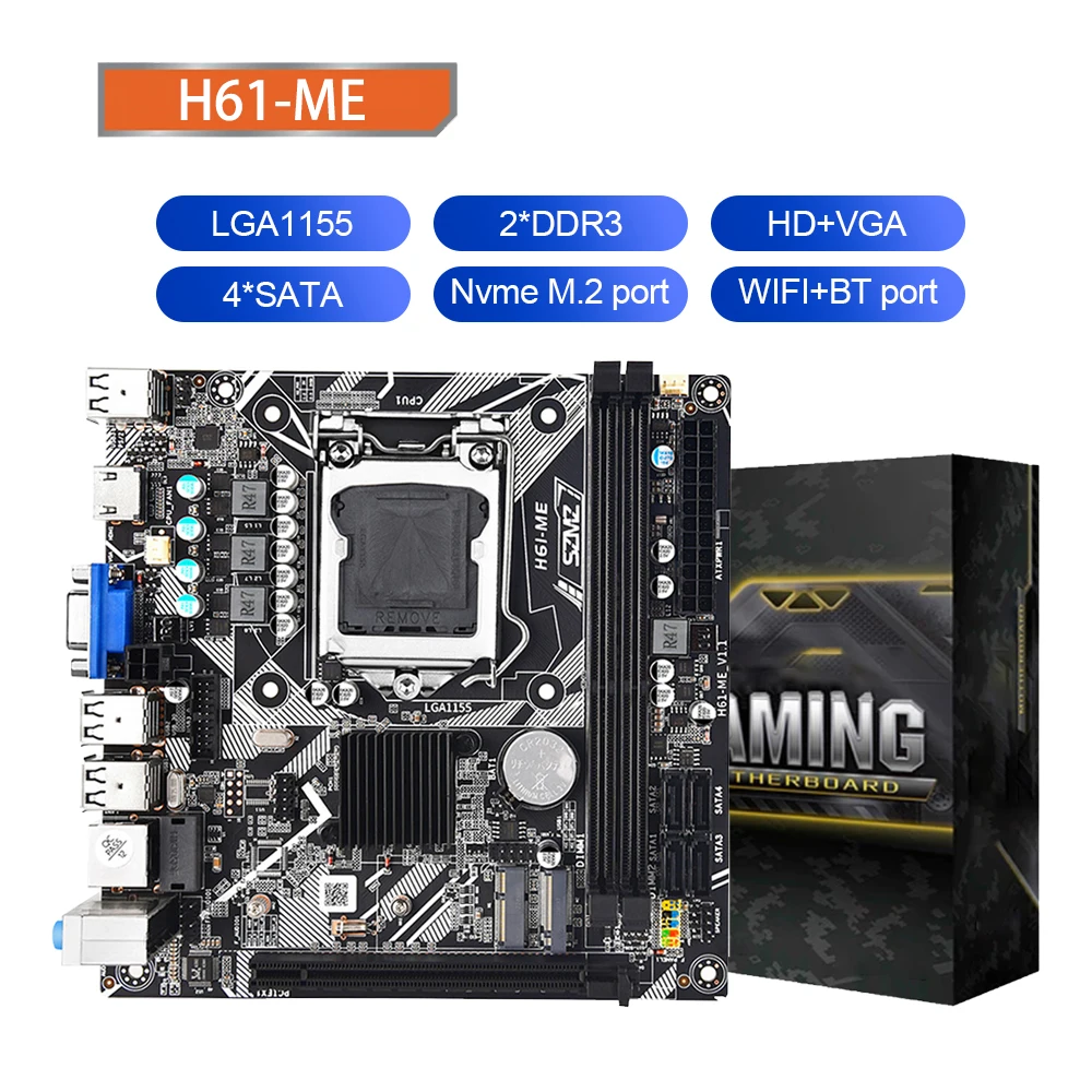 H61-ME-Mini-ITX-Motherboard-LGA-1155-Suporte-NVME-M-2-e-Wi-Fi-Portas ...