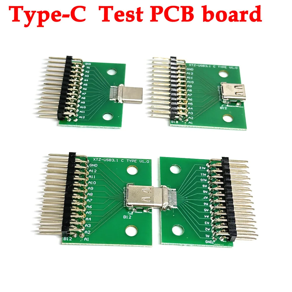 1-10pcs-Male-to-Female-Type-c-Test-PCB-board-Universal-board-with-USB-3 ...