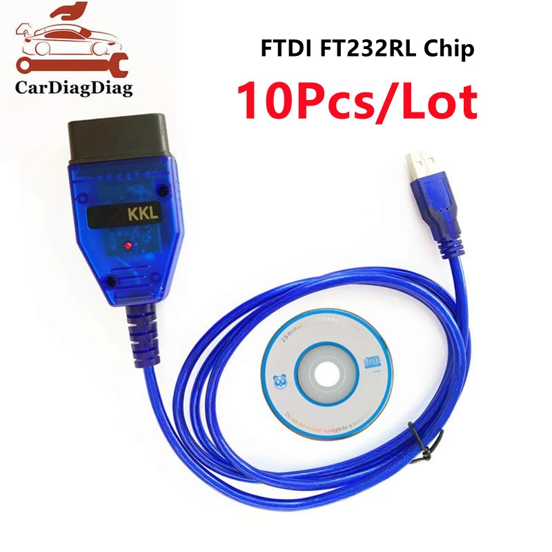 10Pcs/Lot For VAG KKL 409 With FTDI FT232RL Connect Cable For VAG-COM ...