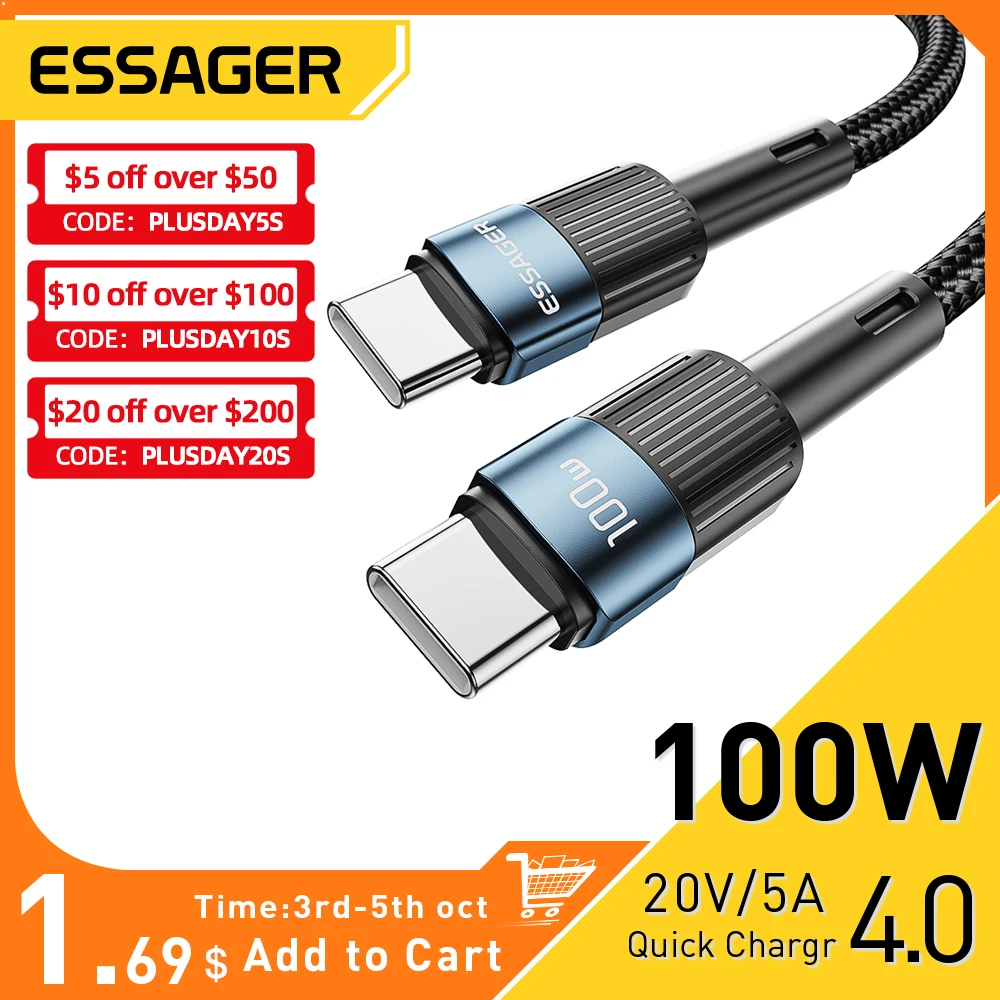 Essager Cable USB tipo C, accesorio de carga rápida USB C, PD, para ...