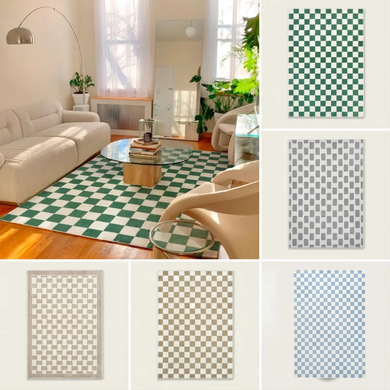 Checkerboard-Carpet-for-Living-Room-Decoration-Retro-Home-Bedroom ...