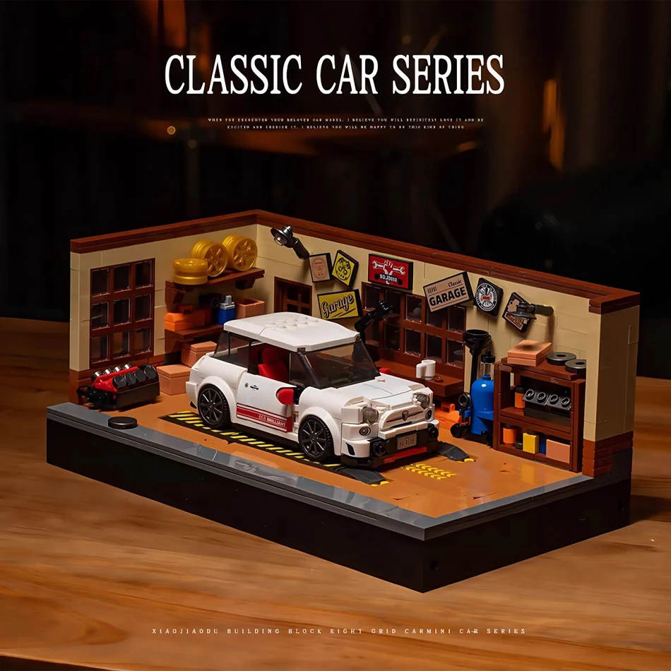 MOC City Italiana Torino Retro Coupe Sports Car Garage Scene Model ...