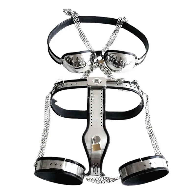 3pcs Stainless Steel Female Chastity Belt Adjustable Pants Bra Chastity ...