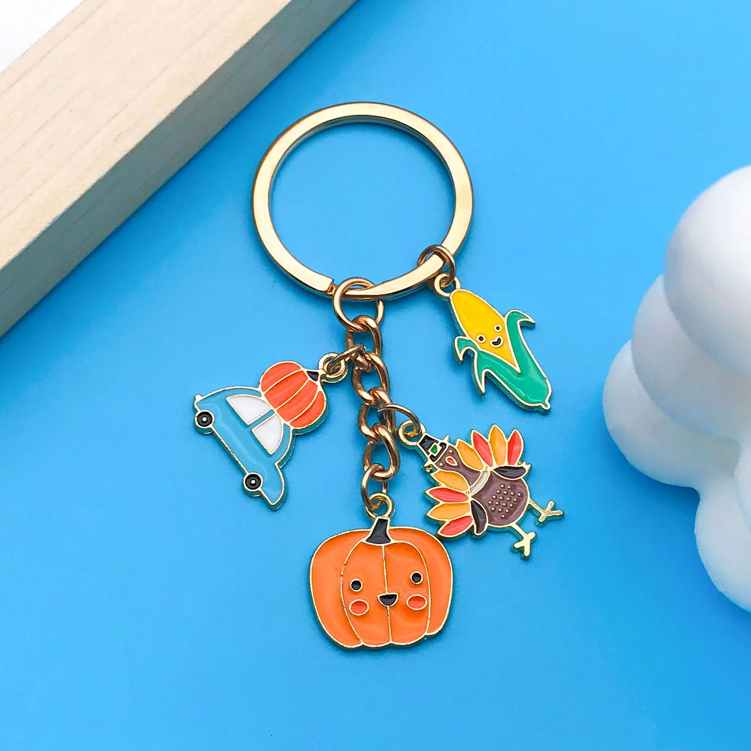 1pc Cute Enamel Halloween Keychain Pumpkin Ghost Key Ring Pendants for ...