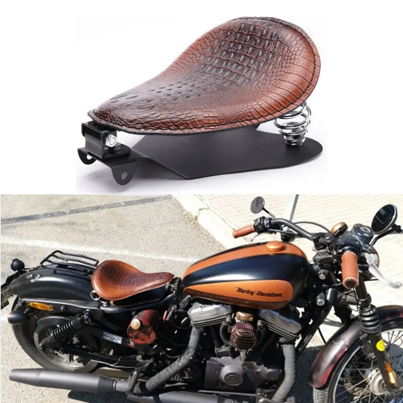 Motorcycle-Retro-Alligator-Pattern-Solo-Seat-For-Harley-Chopper-Bobber ...