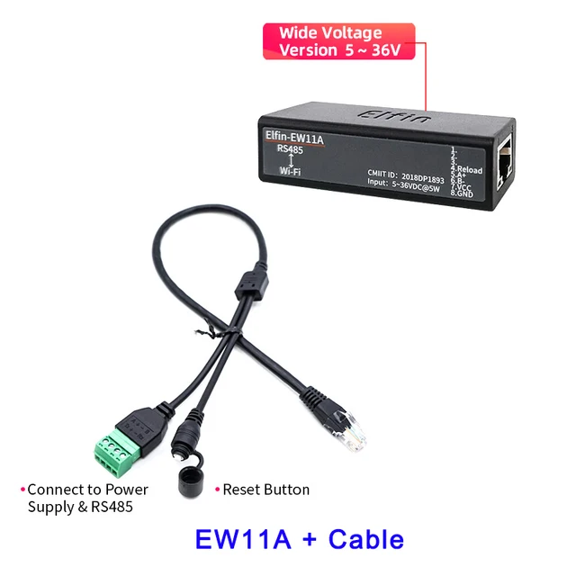 Dc5 ~ 36V Soros Port Rs485-Wifi Server Converter Iot Modul Elfin-Ew11A Támogatás Tcp/Ip Telnet ...