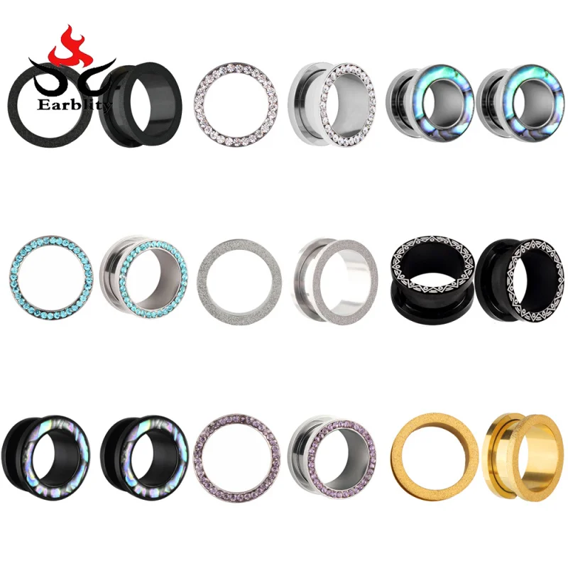 Earblity 2 Pcs Stainless Steel Double Flare Ear Plugs Tunnels Gauges ...