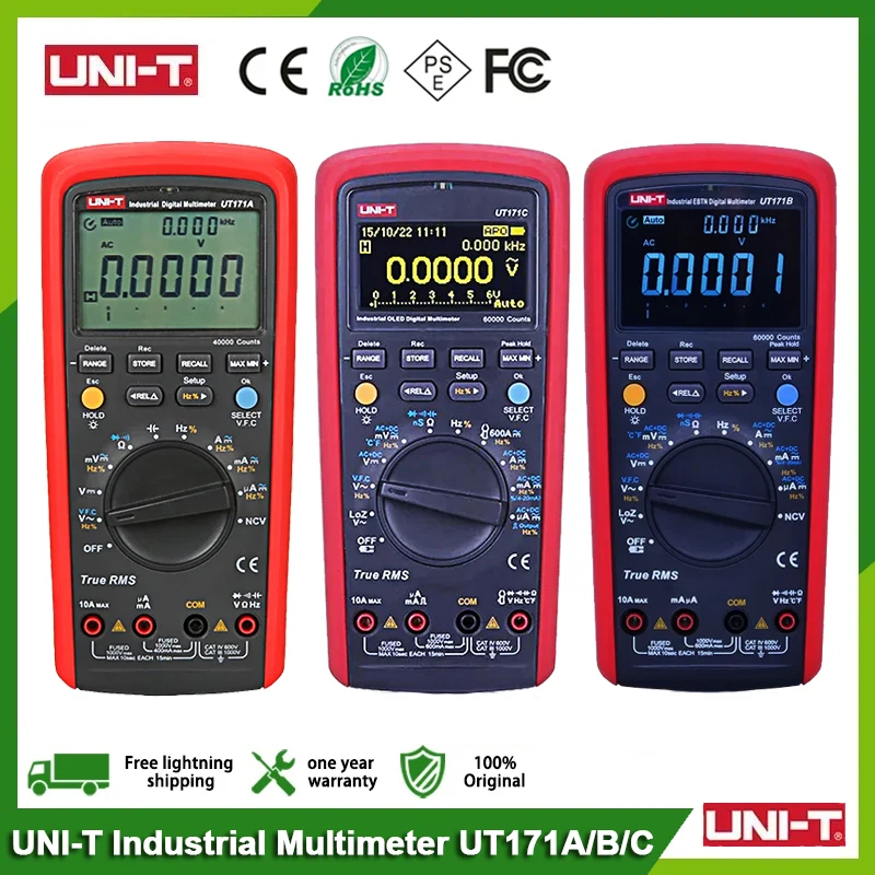 UNI-T-UT171A-UT171B-UT171C-Industrial-True-RMS-Digital-Multimeter-AC-DC ...