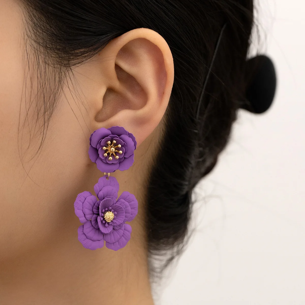 New-Trendy-Multi-color-Big-Flower-Earrings-for-Women-Fashion-Long ...