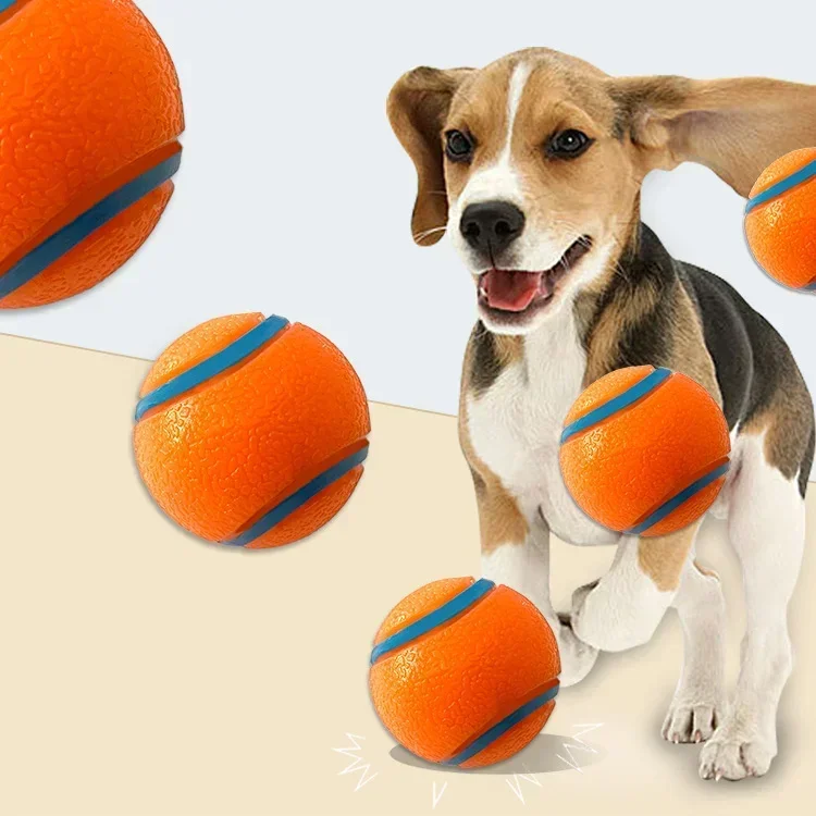 Pet Interactive Dog Toys Bouncy Dog Ball Rubber Resistance To Dog Chew ...