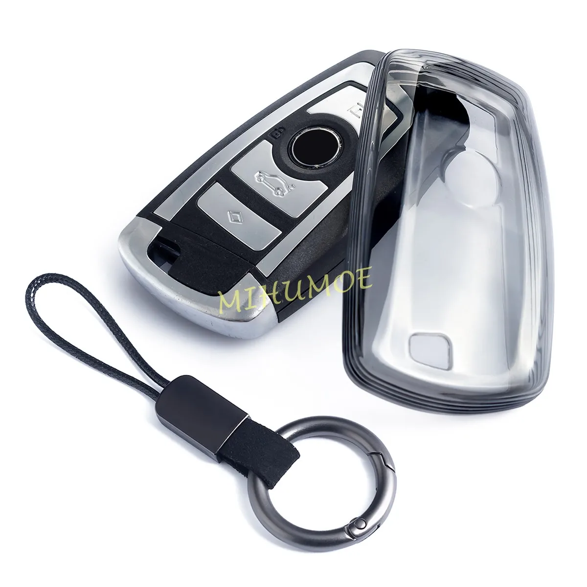 Black-Transparent-Key-Fob-Case-Cover-Holder-Keychain-For-BMW-F20-F21 ...
