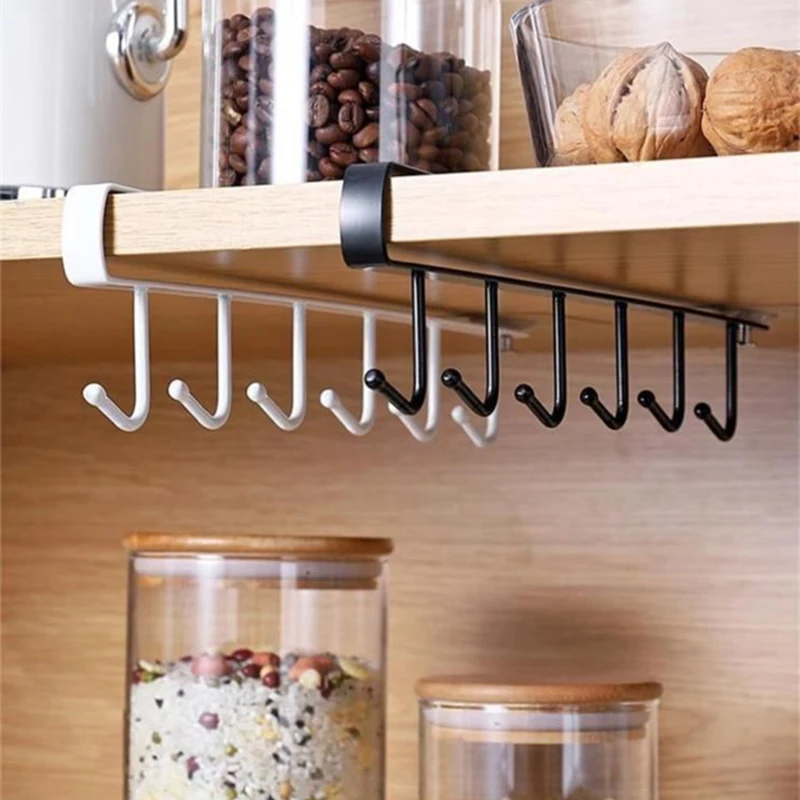 6-Hooks-Kitchen-Storage-Racks-Cabinet-Hook-Cup-Holder-Clothes-Bedroom ...