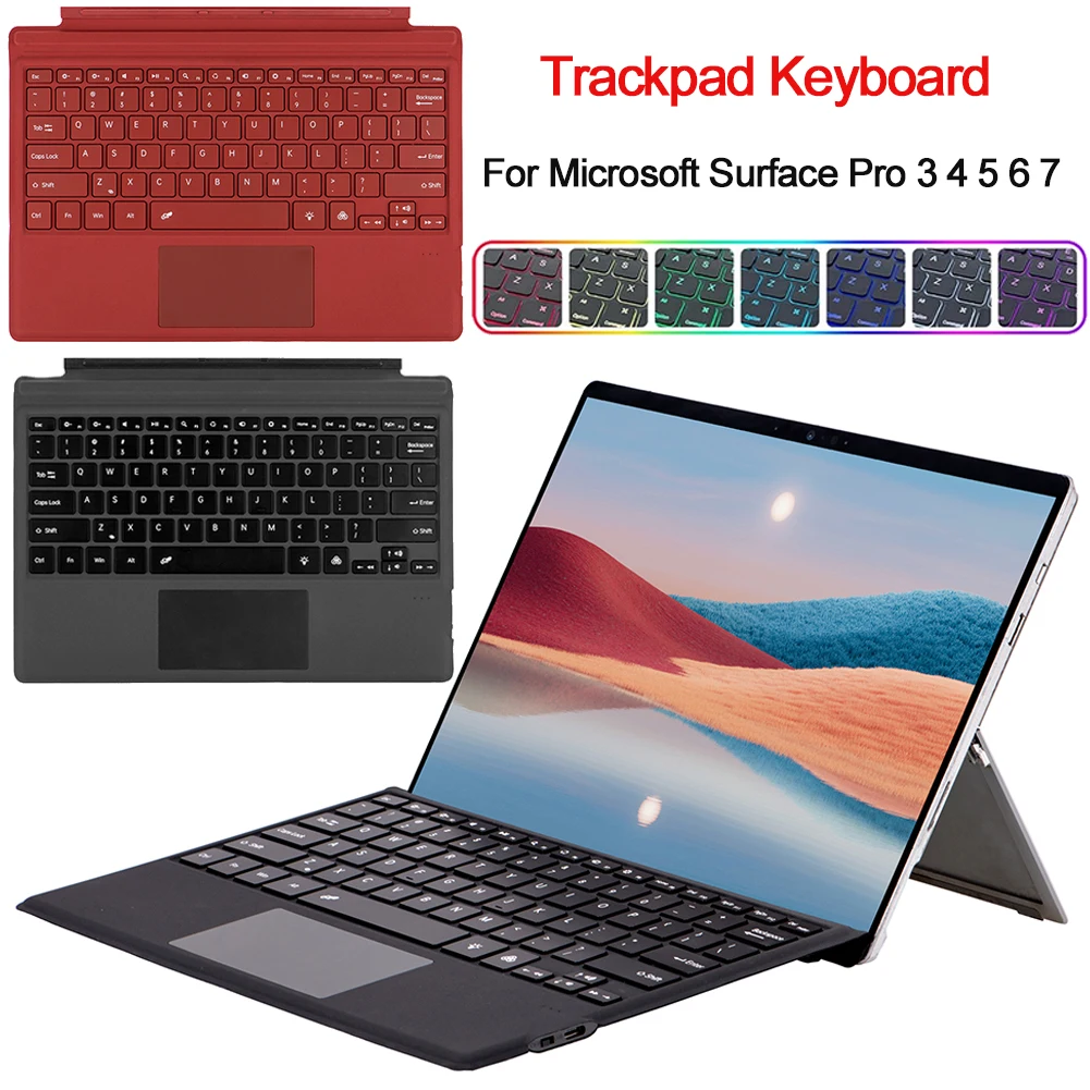 Trackpad-Keyboard-for-Microsoft-Surface-Pro-3-4-5-6-7-LED-Backlit ...