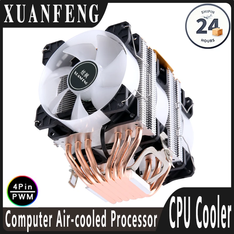 X79 x99 AM3 AM4 AM5 Cpu cooler Fan 4Pin/PWM Mute PC Twin Towers 4/6 ...
