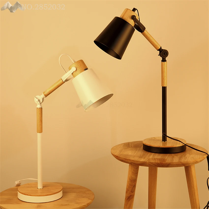 Modern-Wood-Desk-Lights-Flexible-Foldable-Long-Arm-Table-Lamp ...