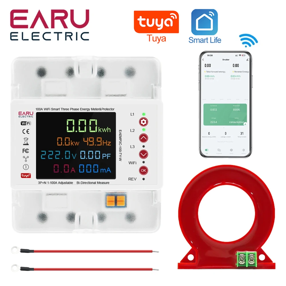 3P-100A-Tuya-WiFi-Smart-Bi-Directional-Energy-Power-kWh-Meter-Leakage ...