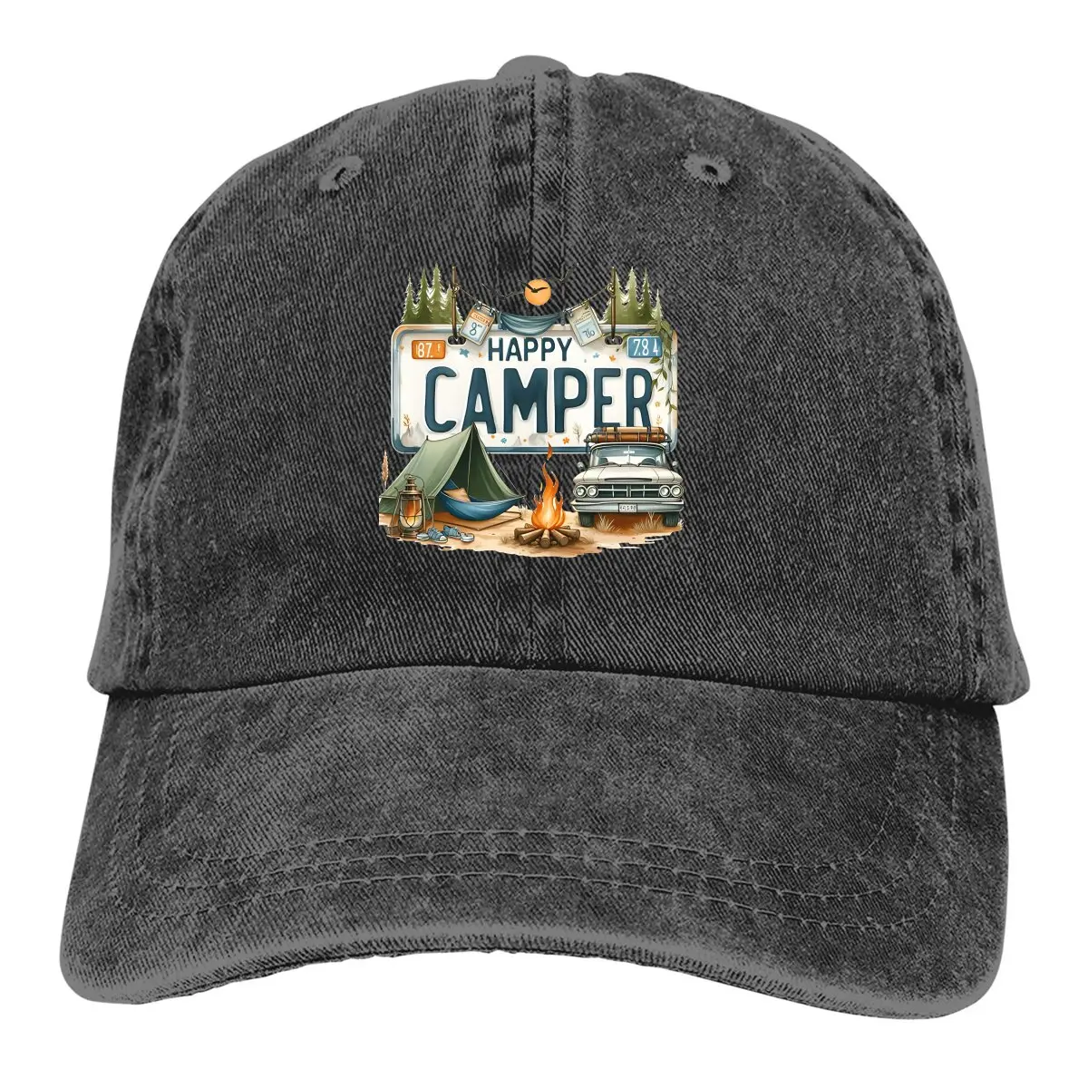 Happy-Camper-Baseball-Cap-Men-Hats-Women-Visor-Protection-Snapback ...