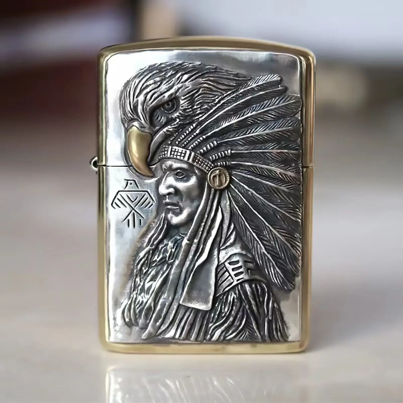 Dropshipping-Brass-Chief-Lighter-Storage-Case-EDC-Classic-Vintage ...