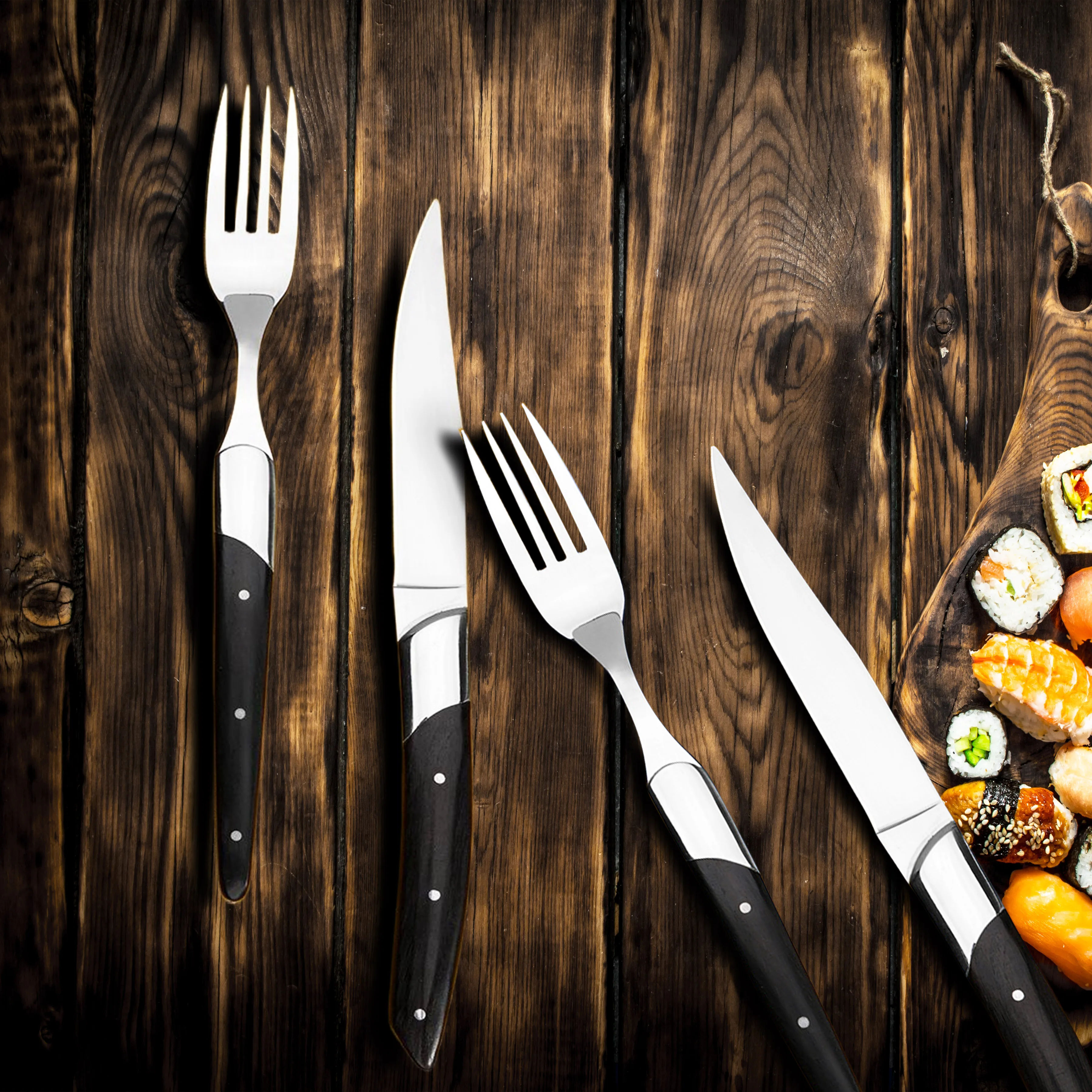 2-Pcs-Stainless-Steel-Sharp-Steak-Knife-Ebony-Wooden-Handle-Dinner ...