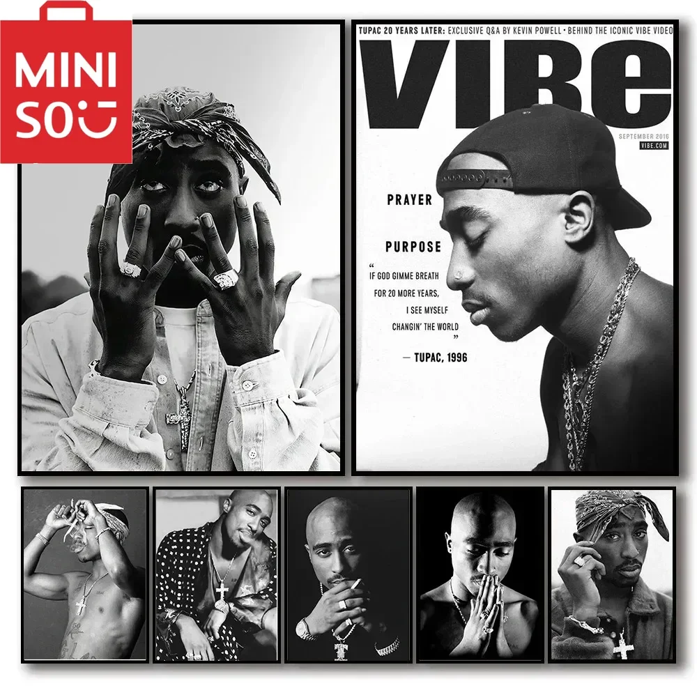 Black And White Pop Hip Hop Rapper 2PAC Posters Tupac Music Album Cover ...