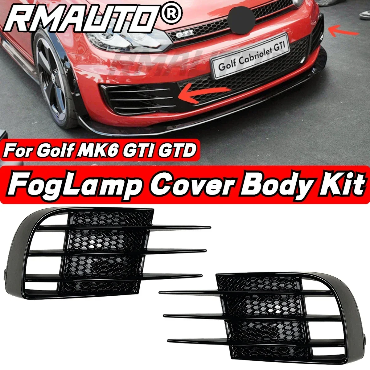 RMAUTO-Car-Front-Fog-Light-Grille-Cover-HONEYCOMB-For-VW-Golf-6-MK6-GTI ...
