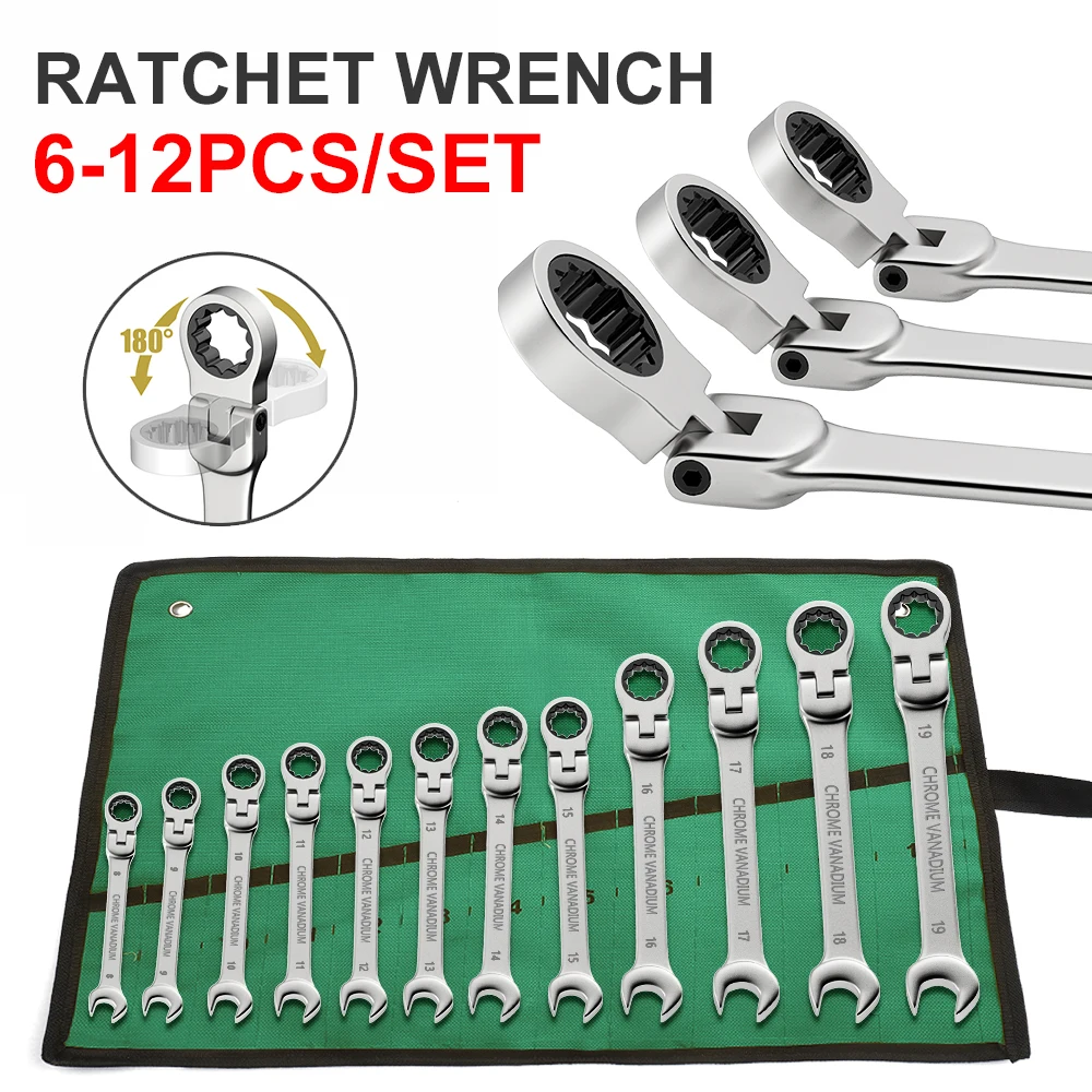 1set-Combination-Ratchet-Wrench-with-Flexible-Head-Dual-purpose-Ratchet ...