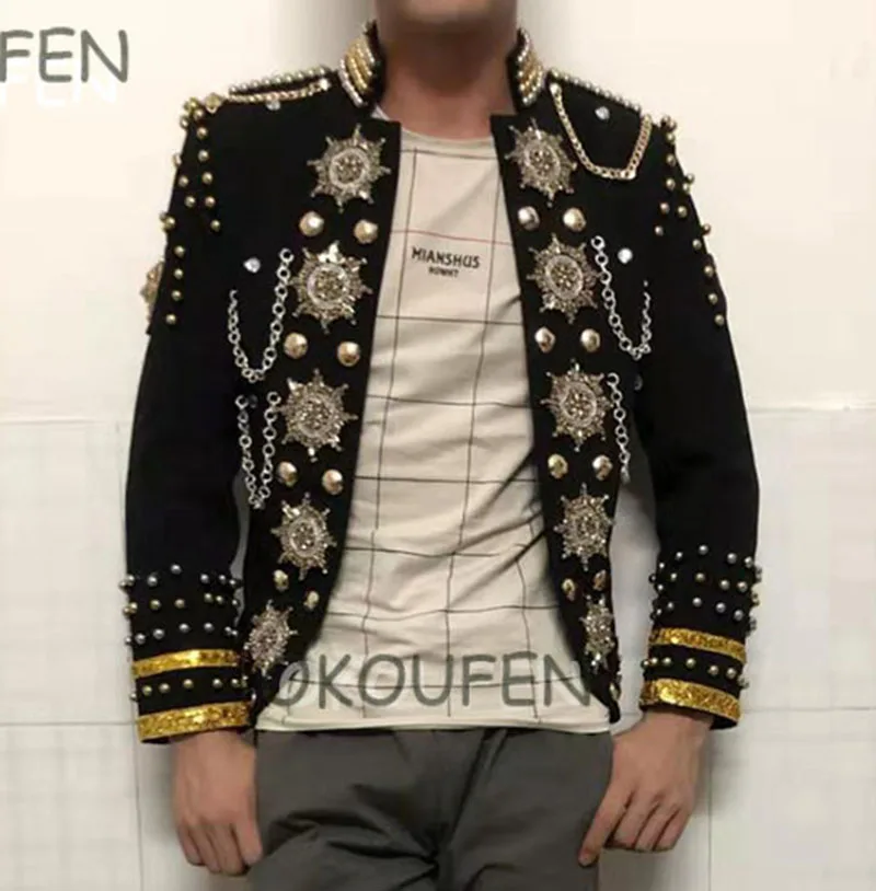 Quality Heavy Handmade Metal Chain Rhinestone Royal Suit Jacket ...