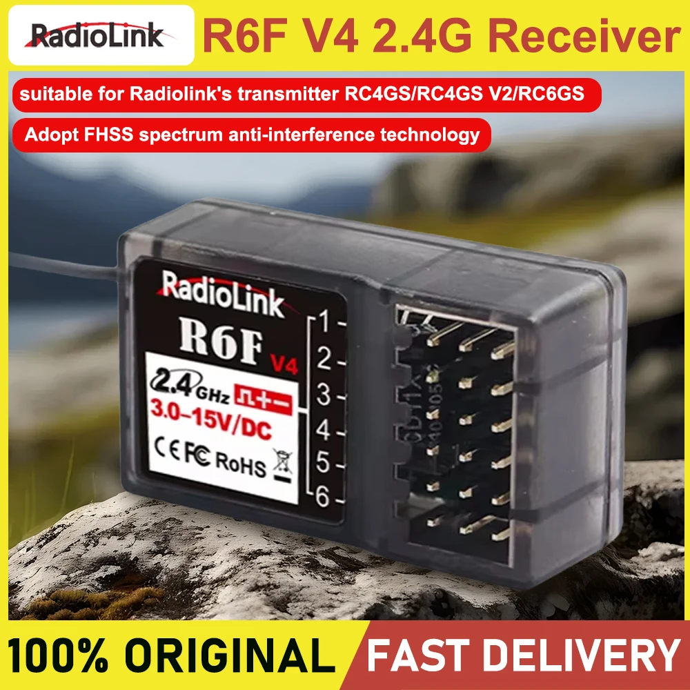 Radiolink R6F V4 2.4G Receiver FHSS 6 Channel Radio Control System for ...