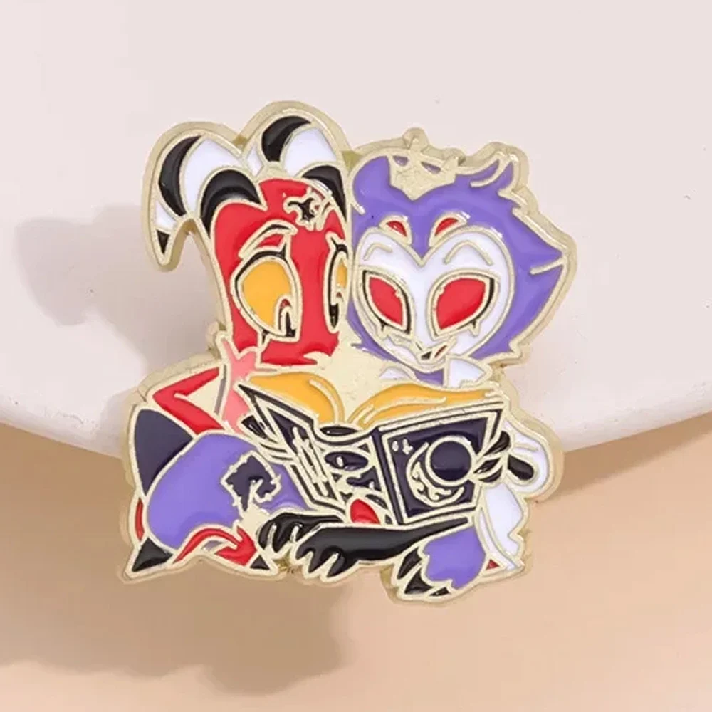 Funny-Helluva-Boss-Emblem-Pin-Pink-Button-Brooch-Bilitzo-and-Moxxie ...