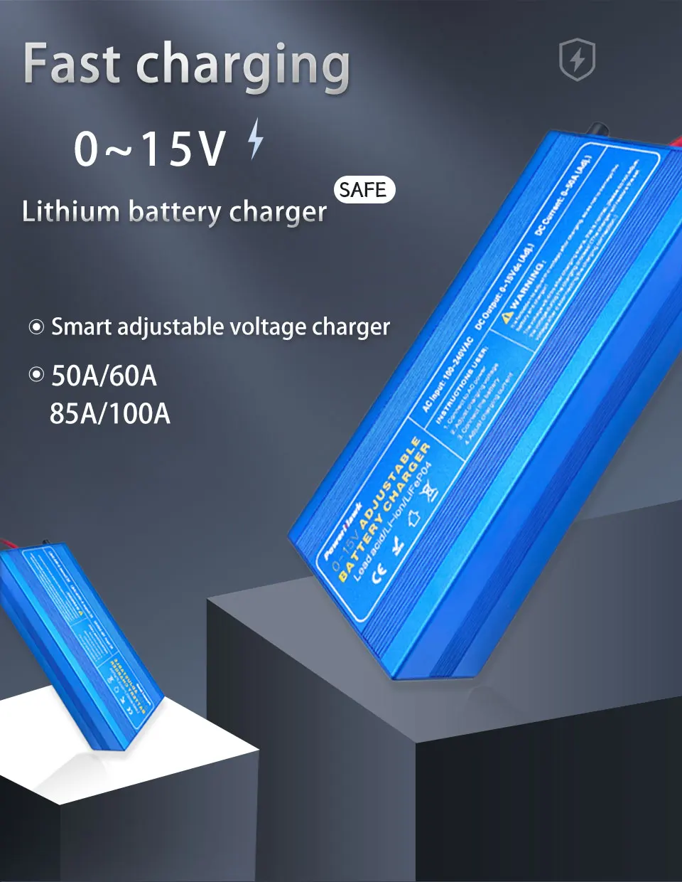 12V Lifepo4 Battery Charger 50A 60A 100A Adjustabl Voltage/Current ...