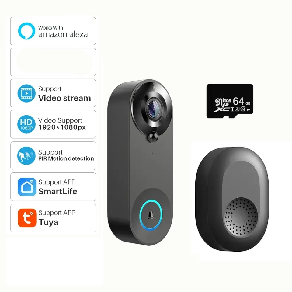 Tuya-Smart-Video-Doorbell-Camera-4400mAh-Battery-1080P-WiFi-Intercom ...