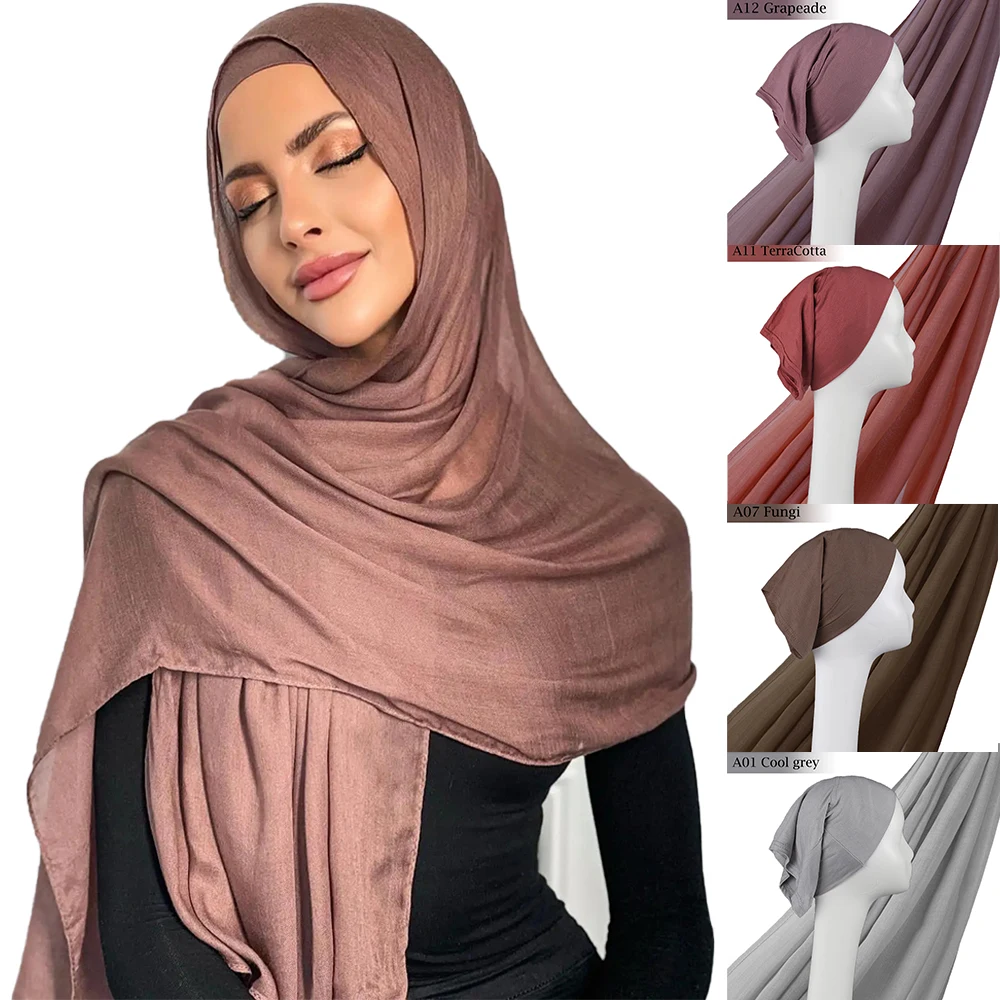 2-Pcs-Set-Viscose-Hijab-Matching-Color-Jersey-Cap-Plain-Cotton-Modal ...