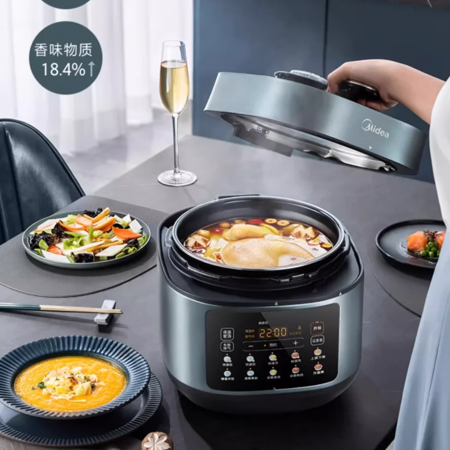 220V Midea Electric Pressure Cooker Stainless Steel Dual Pot Smart ...