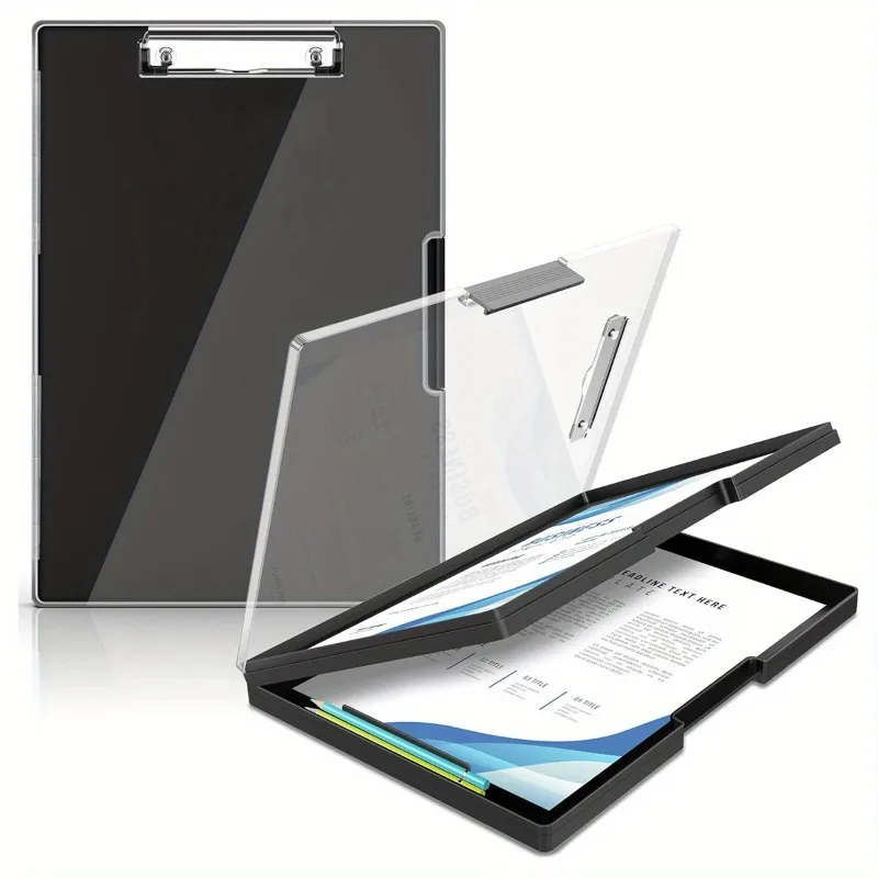1 Pc Black Clipboard with Storage with 2 Storage Boxes Heavy Duty Clear ...
