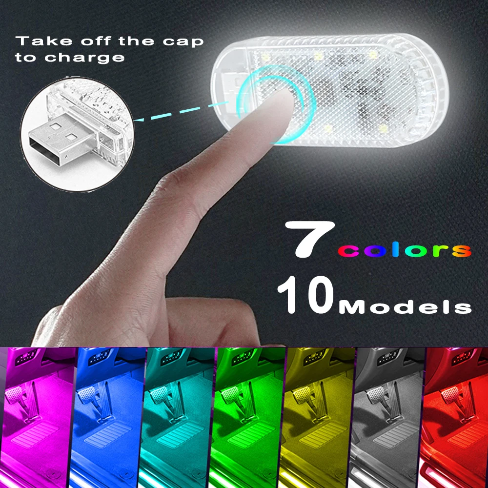 2023 New Car Touch Light Upgrated 10 Lighting model USB Rechargeable ...