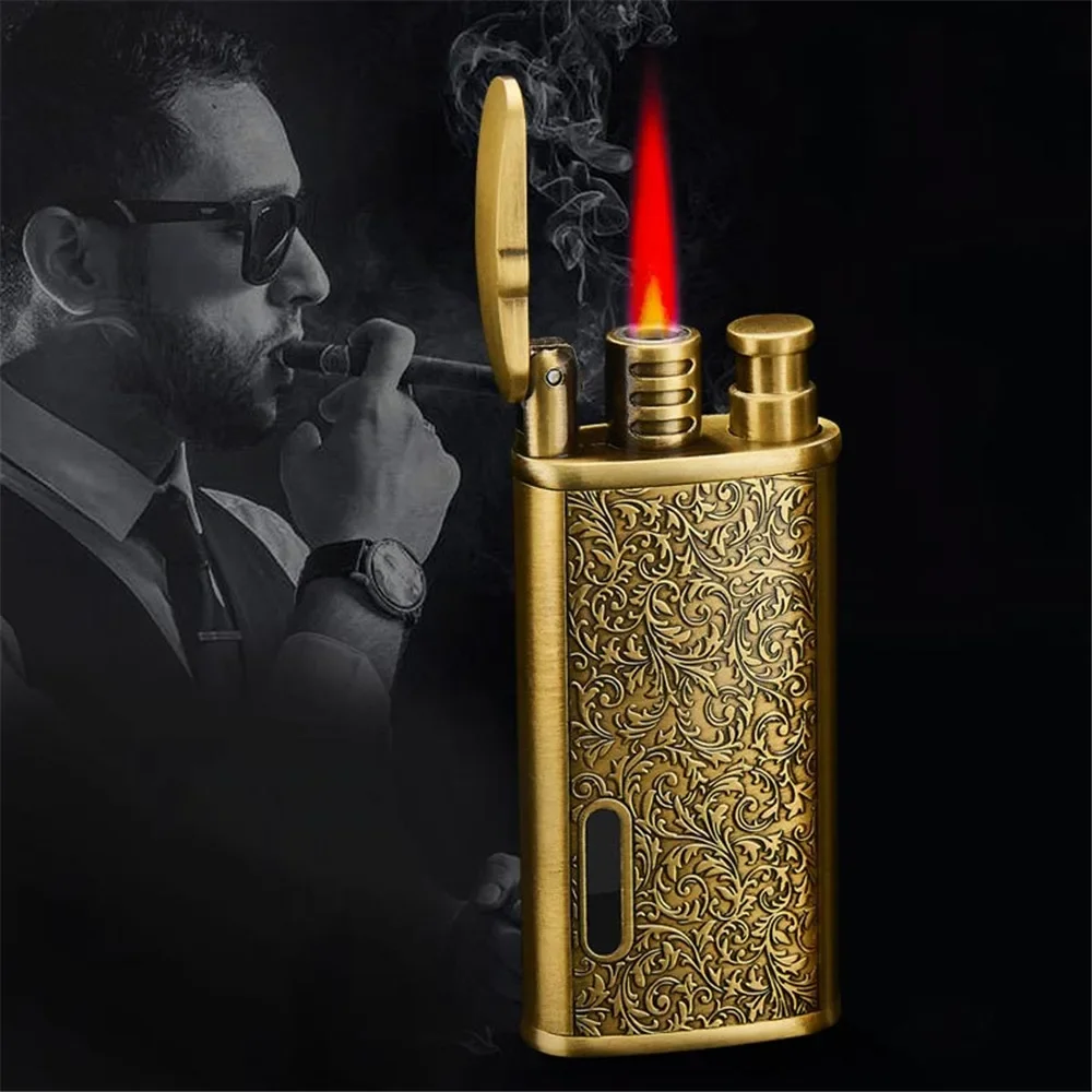 Red-Flame-Fire-Lighter-Butane-Torch-Metal-Mini-Windproof-Turbine ...