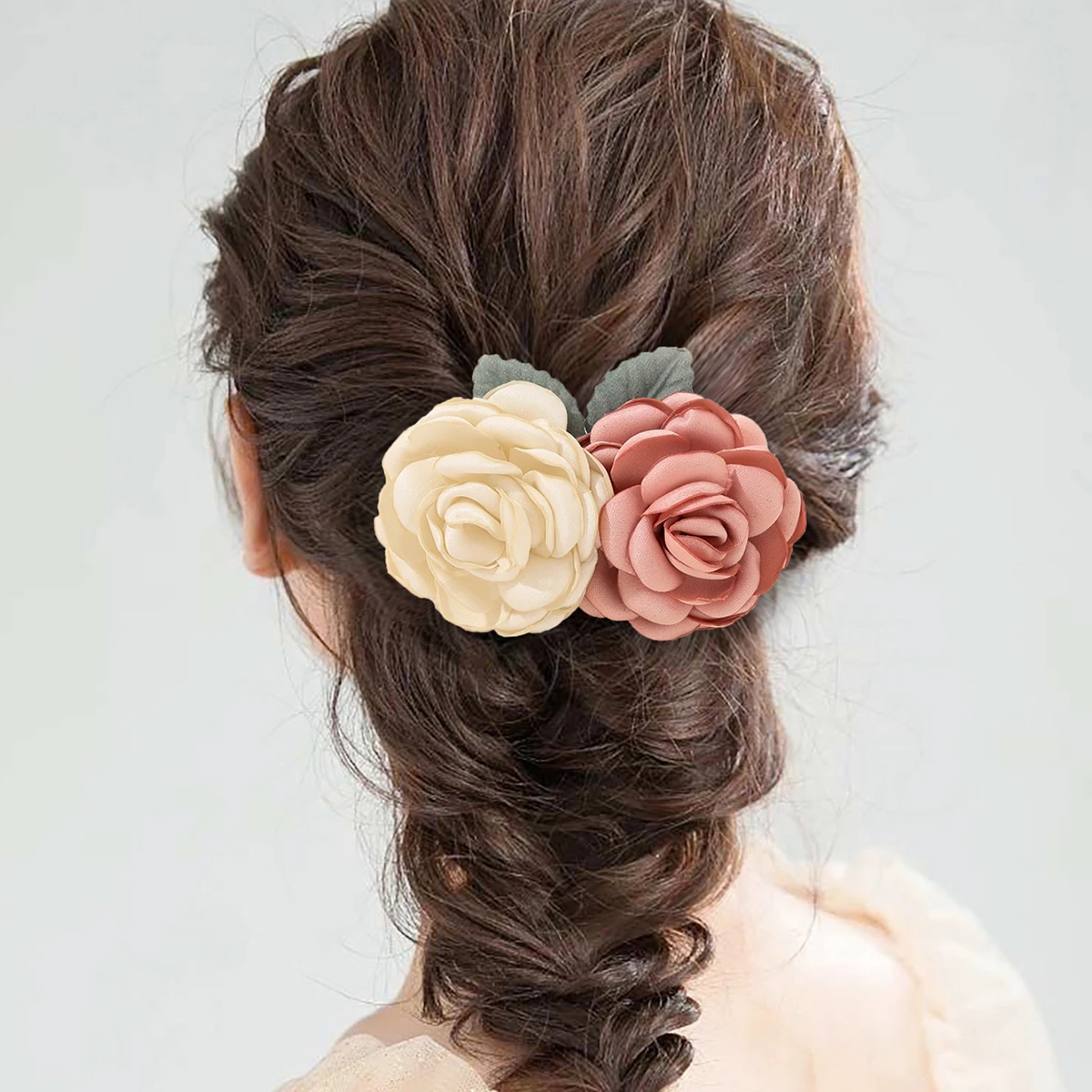 New Solid Fabric Flower Hairpin 3d Floral Hair Clip Spring Clip Bridal ...